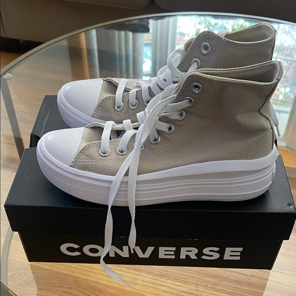 Converse | Shoes | Converse Hightop Sneakers In Tan And White | Poshmark